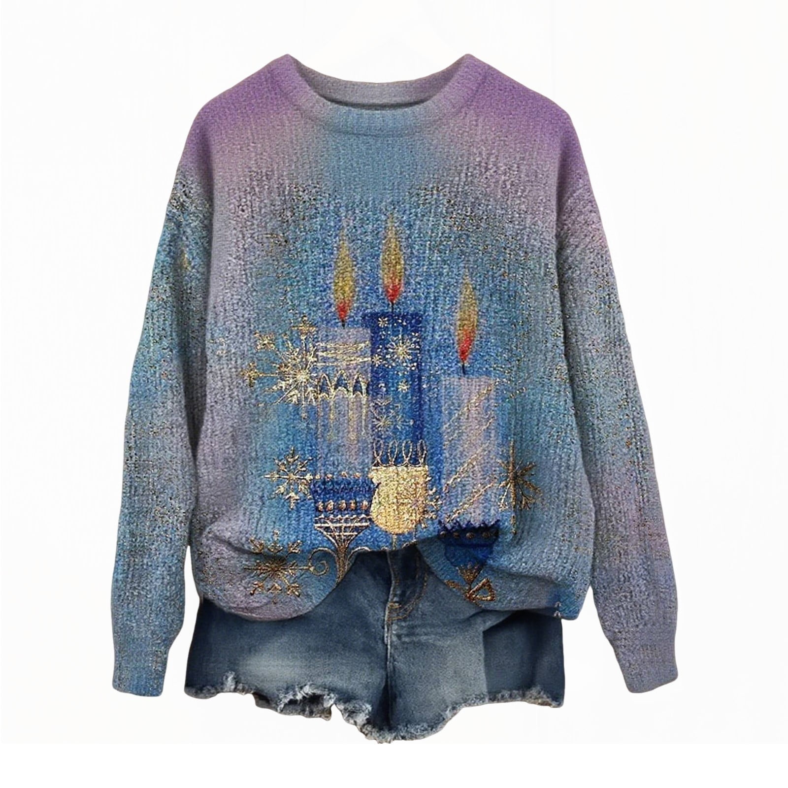 Bovemsi Womens Sweaters Lady's Autumn Print Pattern Style Pullover ...