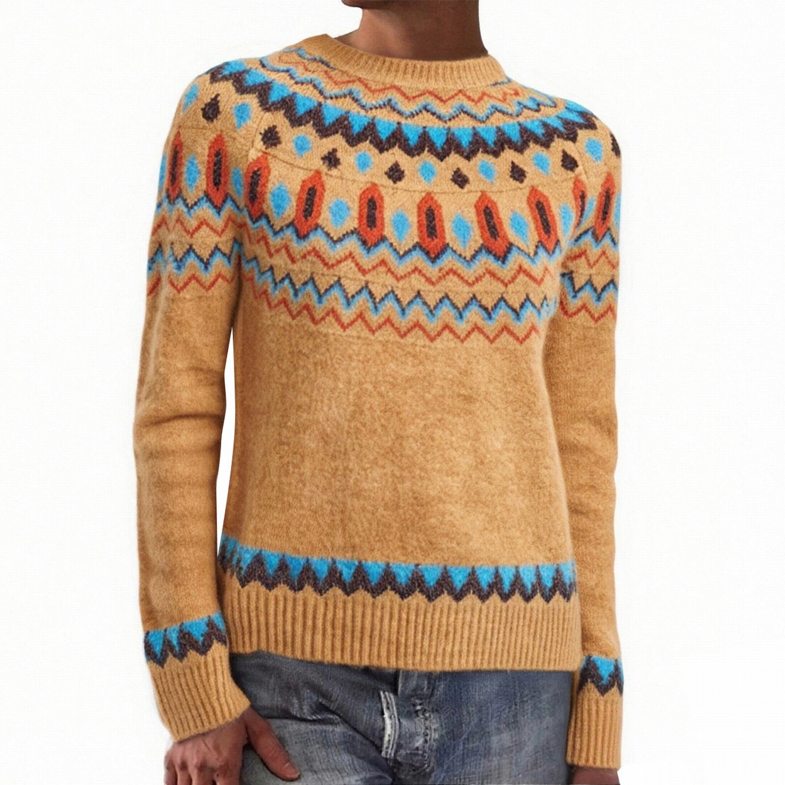 Bovemsi Womens Sweaters Pullover Fall Winter Casual Loose Long Sleeve ...