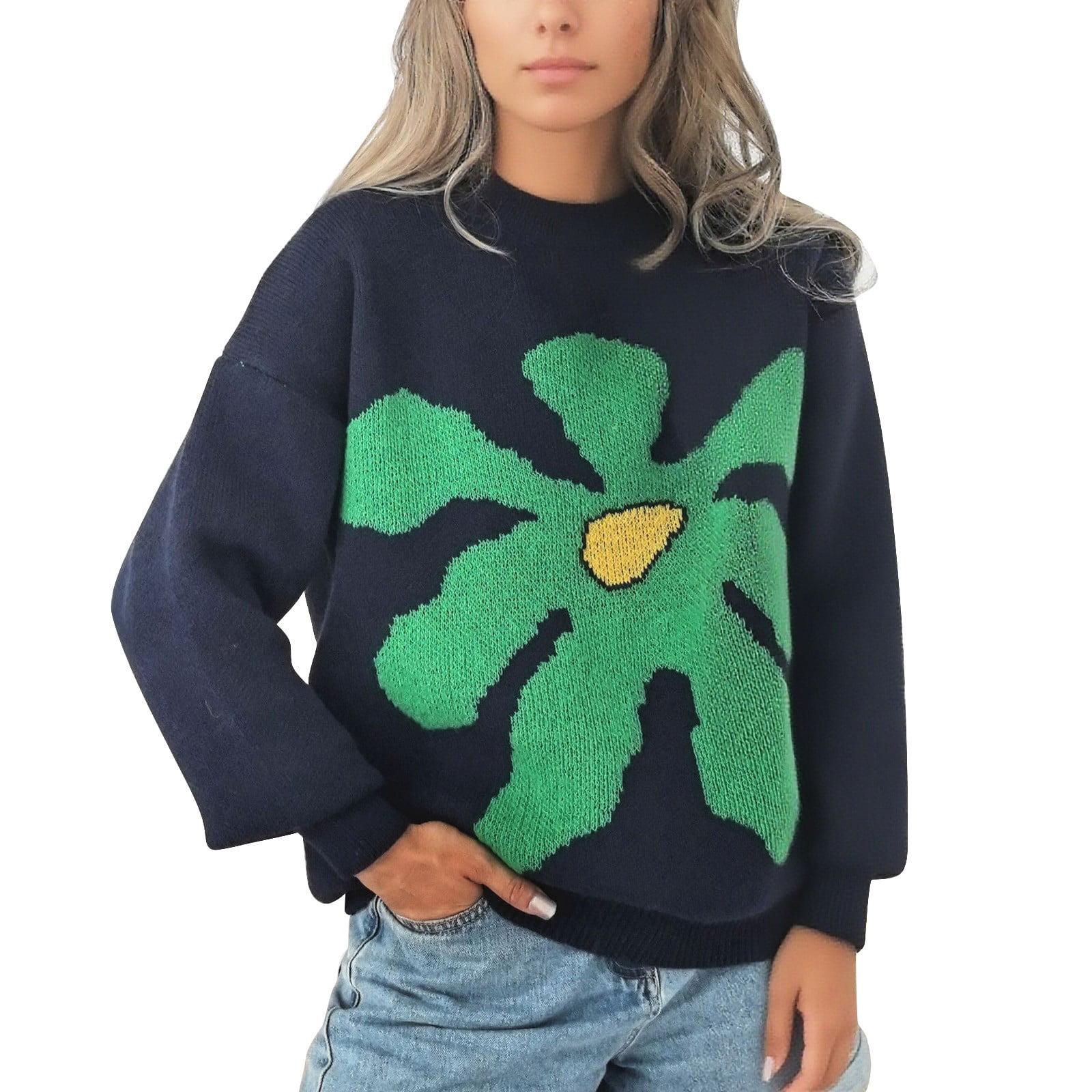Bovemsi Womens Sweaters Women's Button Down Long Sleeve Crewneck Crop ...