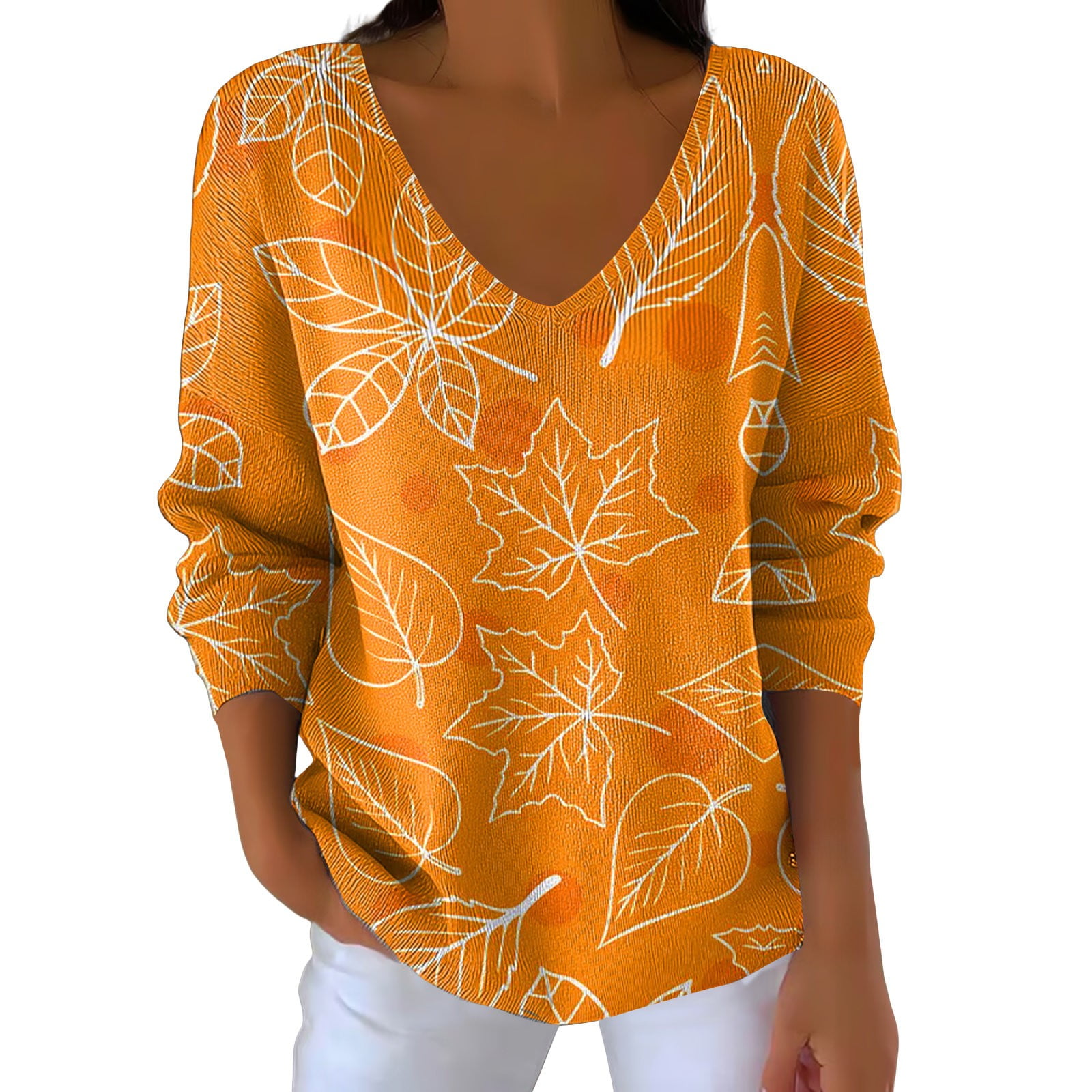 Bovemsi Womens Sweaters Women's Casual Autumn Pumpkin Striped Long ...