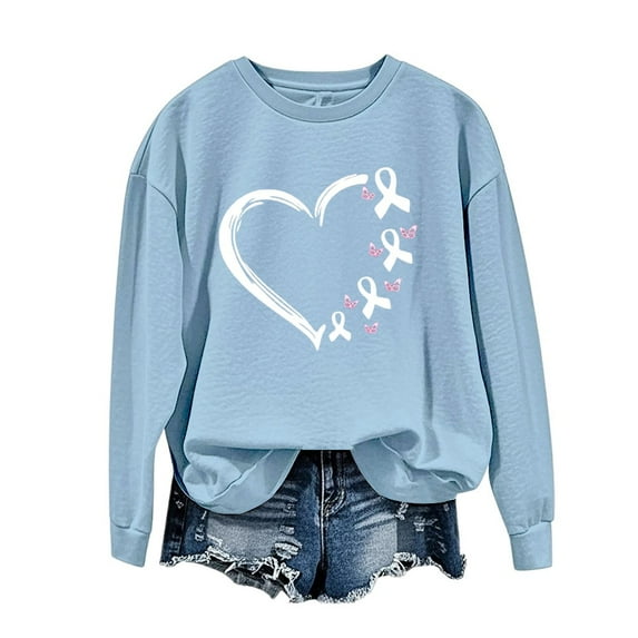 Bovemsi Womens Sweatshirts Ribbon Shirts For Women Breast Cancer ...