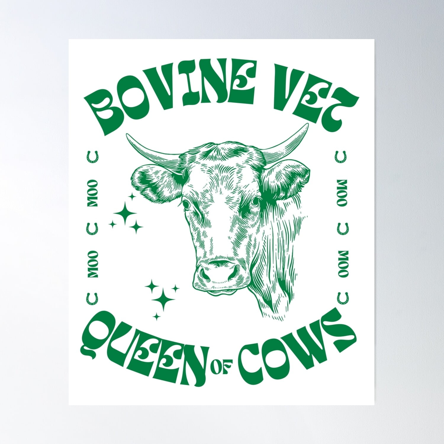 Bovine Vet: Queen Of Cows Poster Wall Art, Modern Wall Decor, 8x12 ...
