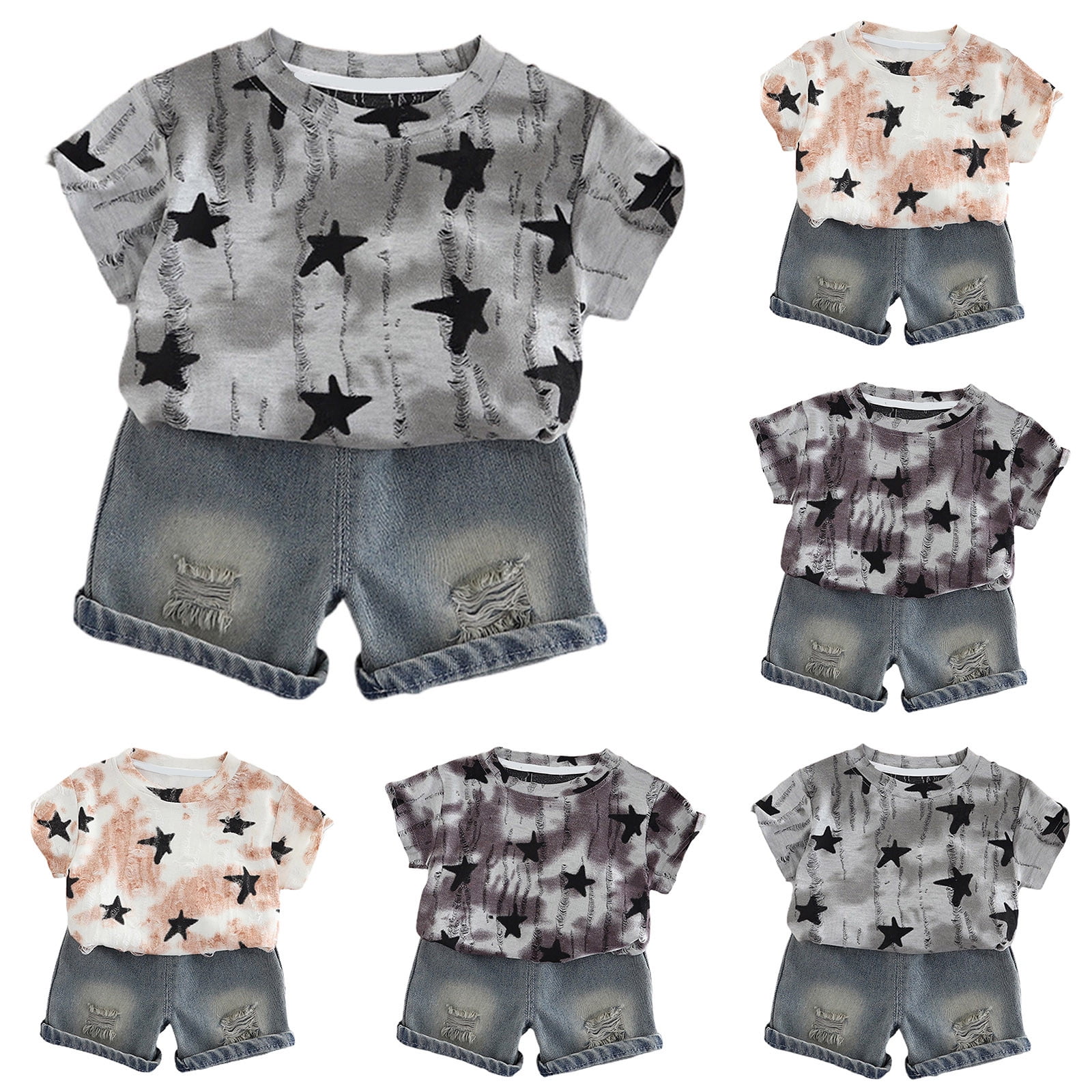 Bovxnpu Boys Girls Summer Outfits 2 Piece, Boys Cotton Short Sleeve T-Shirt and Short Set ...