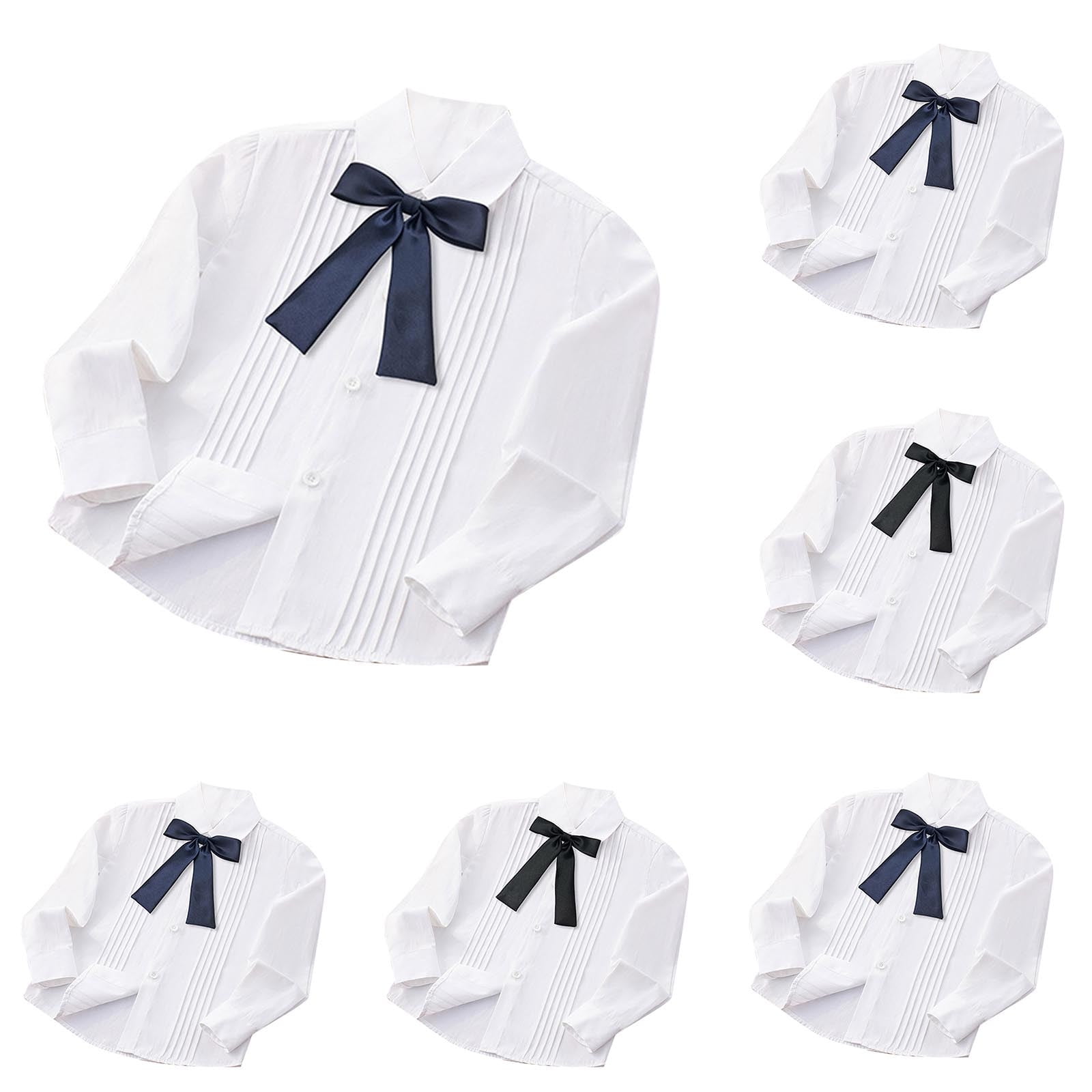 Bovxnpu Boys Girls Tops White Dress Shirt, Girls Long Sleeve School ...