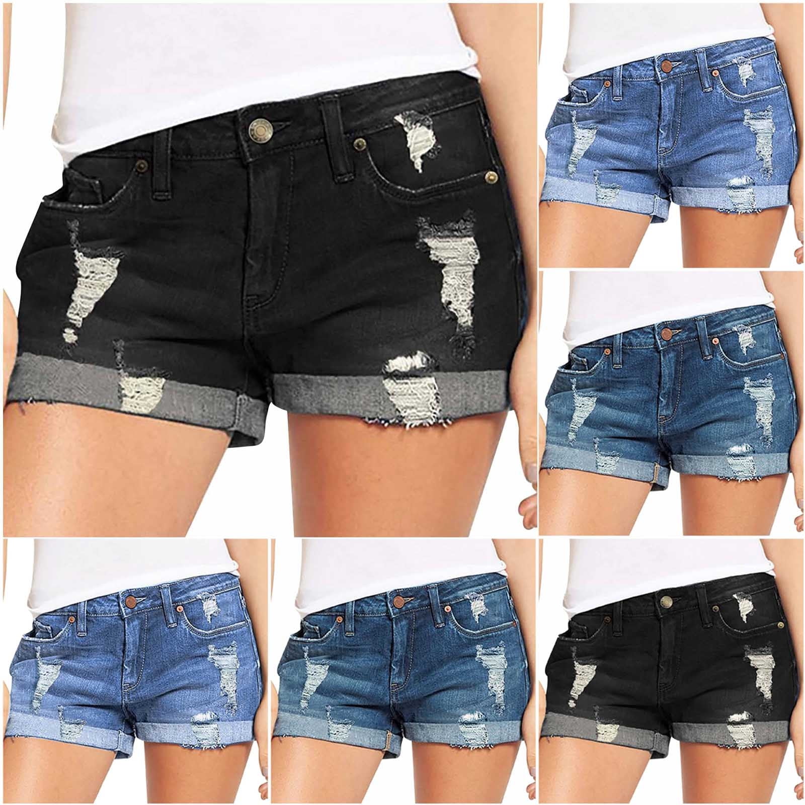 Bovxnpu Denim Shorts for Women Distressed Jean Shorts Ripped Summer Hot ...