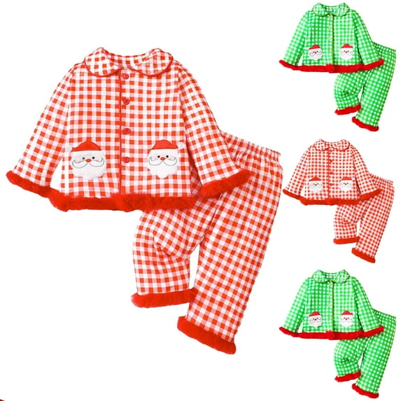 Bovxnpu Fall Winter Boys Girls Pajamas Set, Girls Fleece Pajamas Long ...