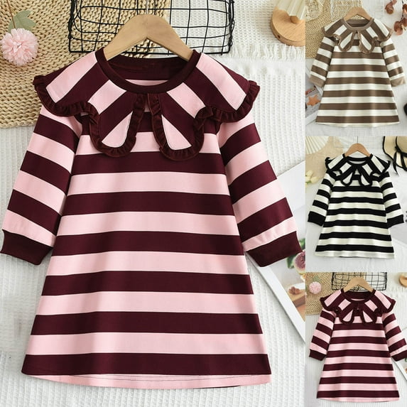 Bovxnpu Fall Winter Girls Dresses, Girls Comfortable Long Sleeve Collar ...
