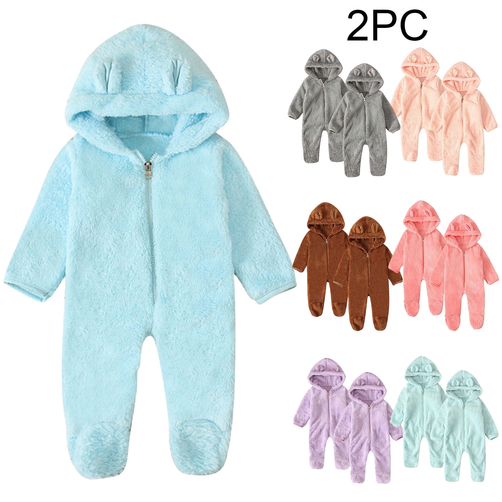 Bovxnpu Fall Winter Newborn Bodysuit, Infant Rompers, 2PC Toddler Kids Boys And Girls Solid ...