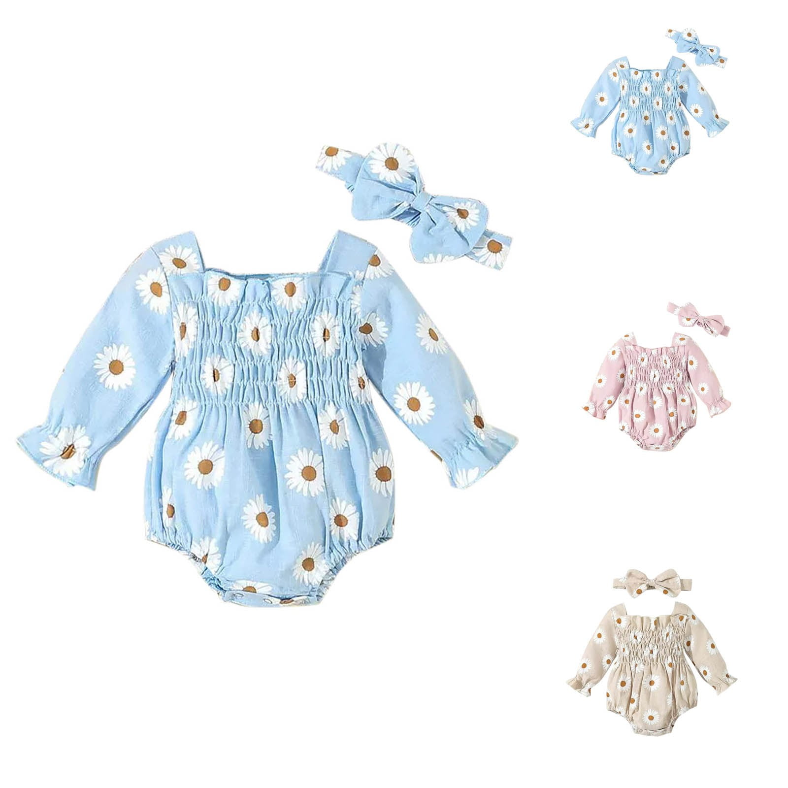 Bovxnpu Fall Winter Newborn Bodysuit, Infant Rompers, Flower Print Girl ...