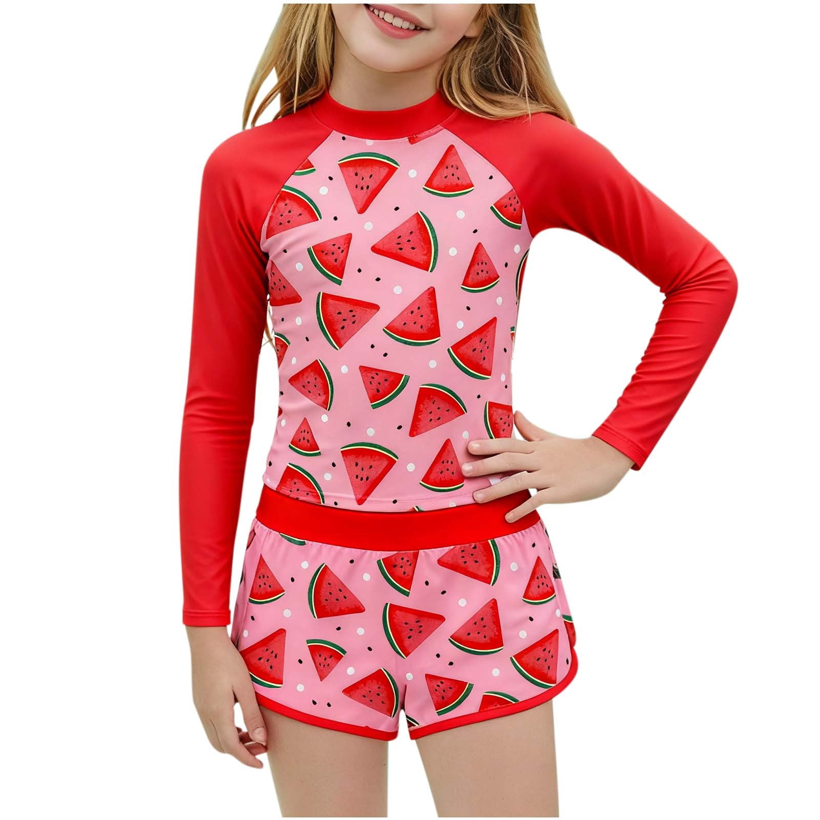 Bovxnpu Girls' 2 Piece Swimwear Sets Girls 2-piece Set Graphic Split ...