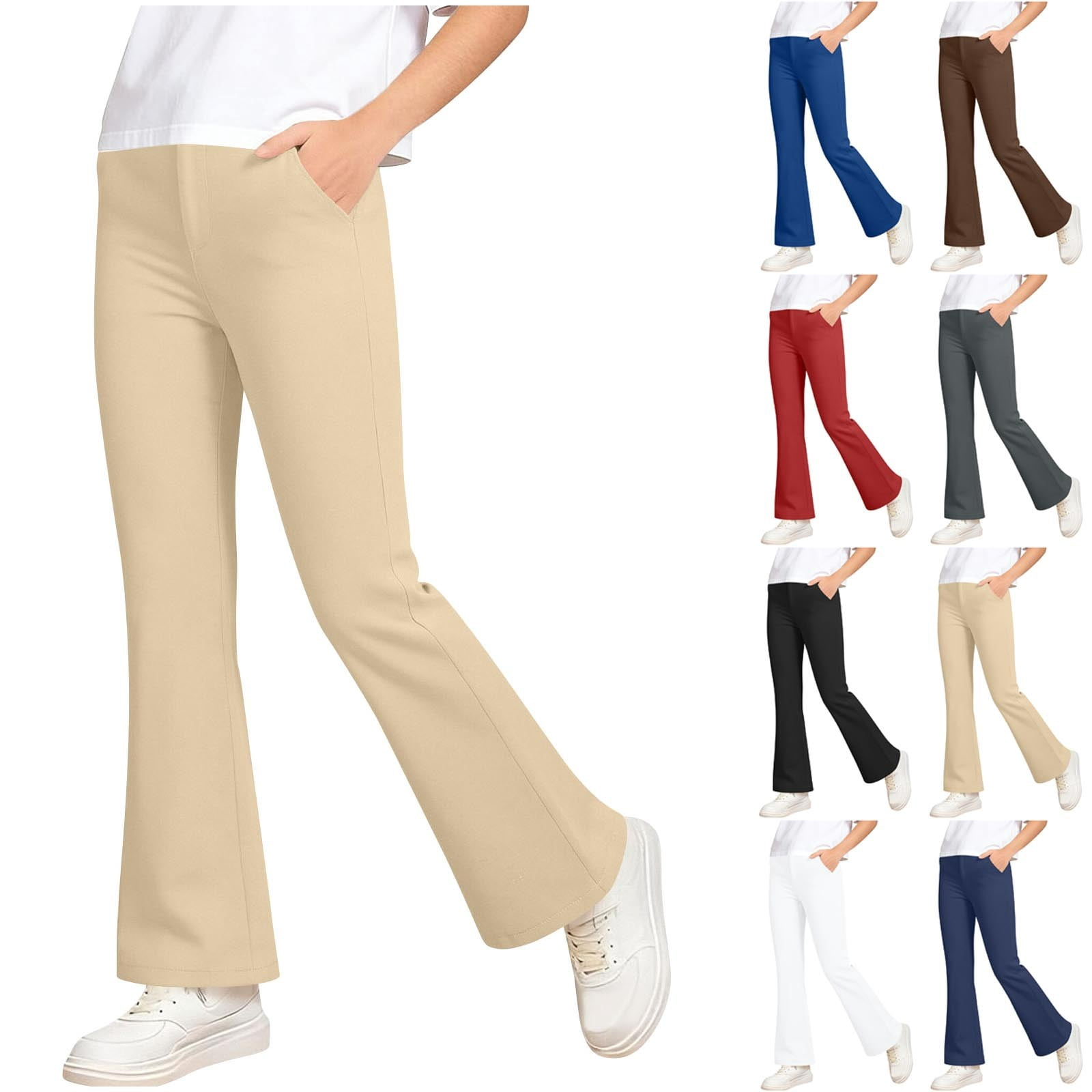 Bovxnpu Girls Dress Pants School Uniform Pants Flare Pants Casual Girls ...