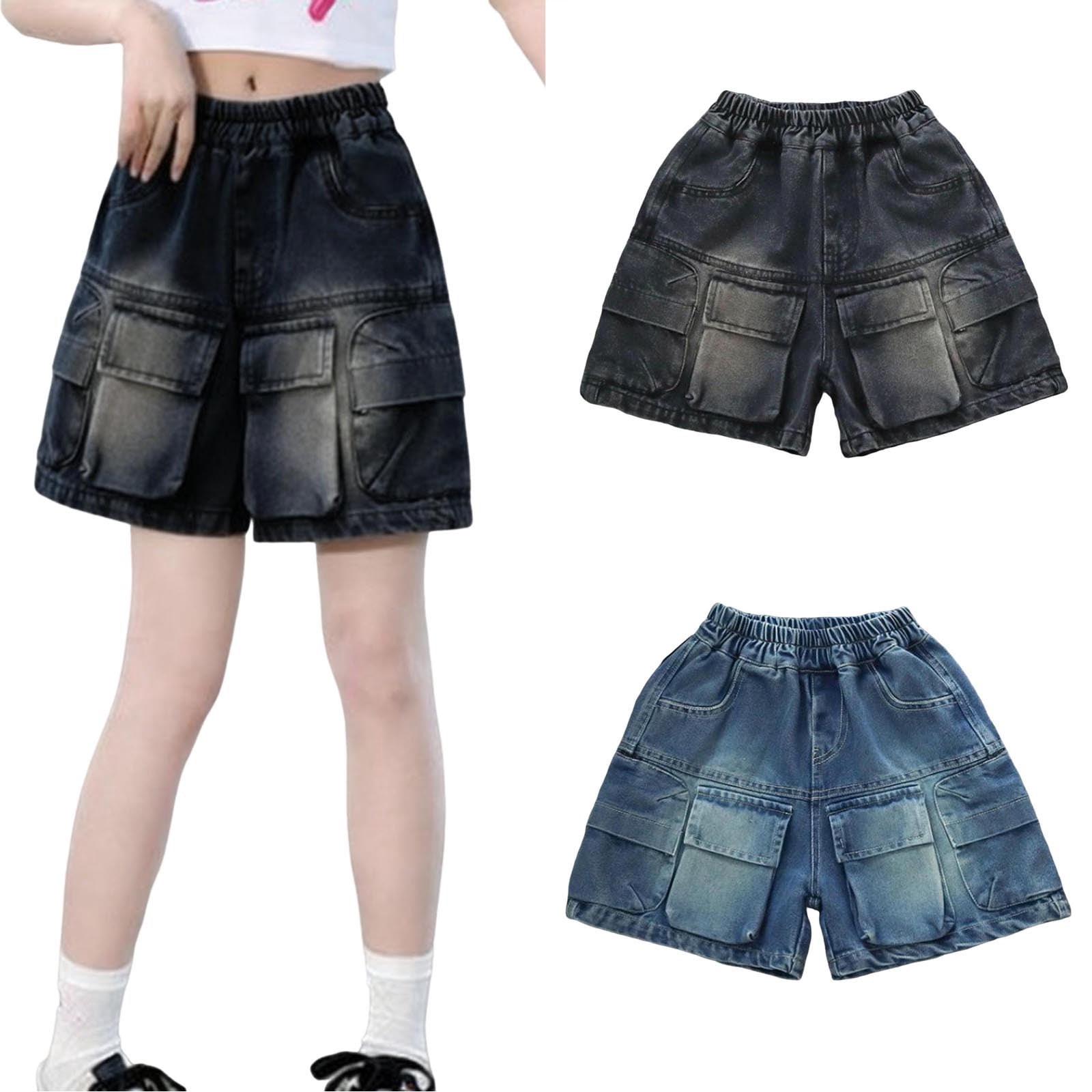 Bovxnpu Girls Jean Shorts Kids Denim Shorts Jorts Girls Denim Cargo ...