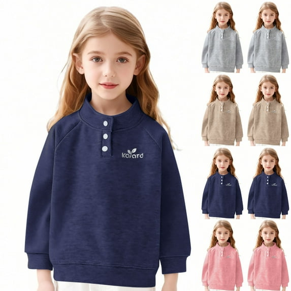 Bovxnpu Girls Long Sleeve T Shirts Kids Spring Fall Tops School Tee ...