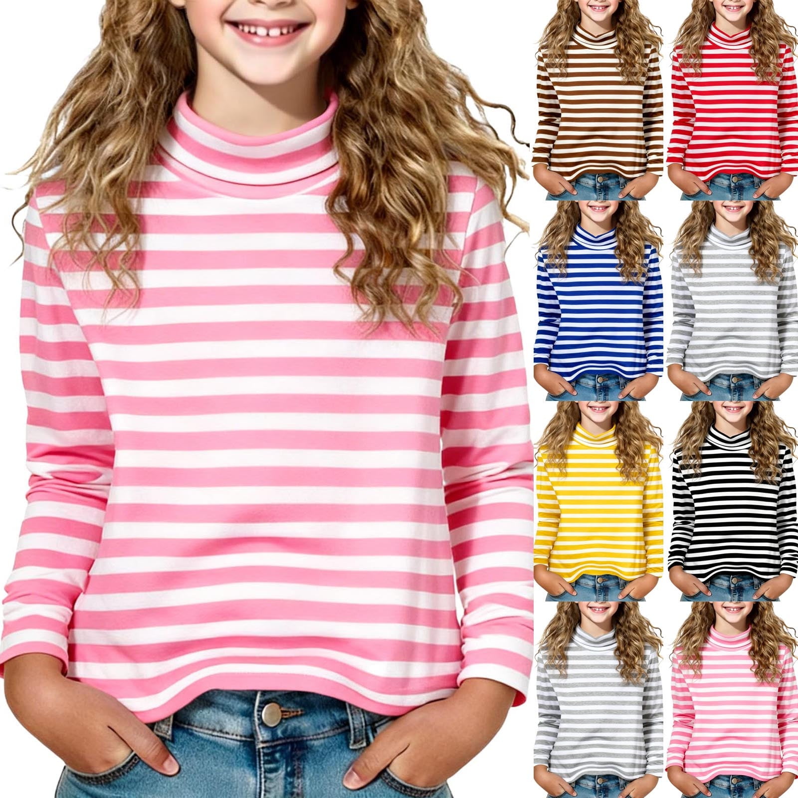 Bovxnpu Girls Long Sleeve T Shirts Kids Spring Fall Tops School Tee ...
