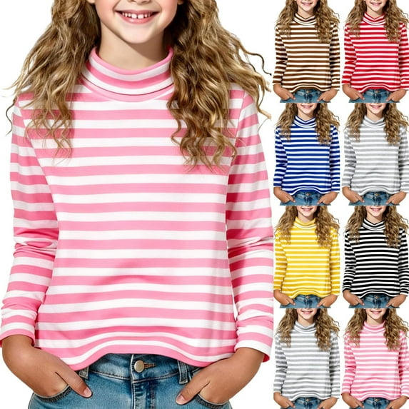 Bovxnpu Girls Long Sleeve T Shirts Kids Spring Fall Tops School Tee ...