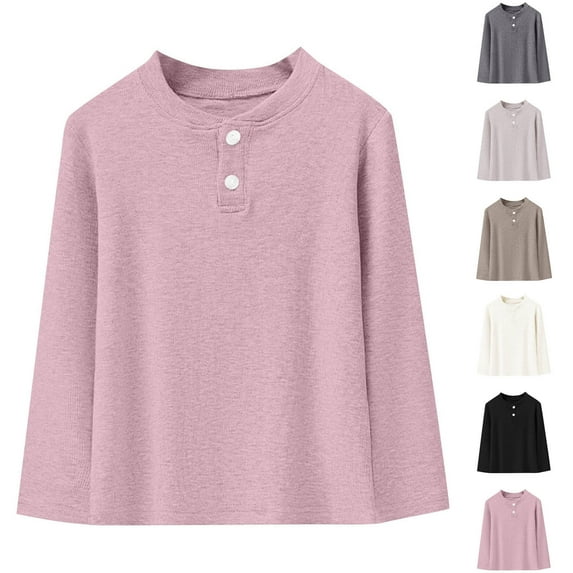 Bovxnpu Girls Long Sleeve T Shirts Kids Spring Fall Tops School Tee ...