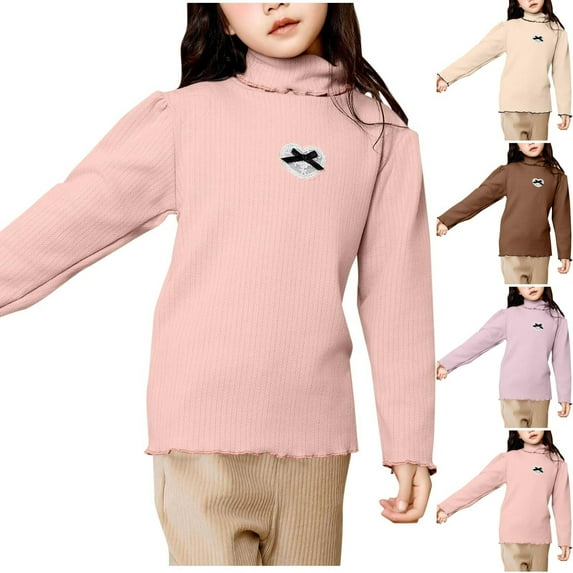 Bovxnpu Girls Long Sleeve T Shirts Kids Spring Fall Tops School Tee ...