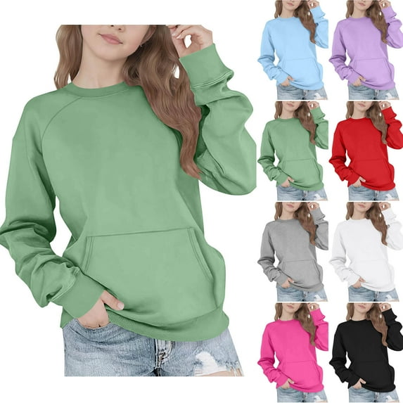 Bovxnpu Girls Long Sleeve T Shirts Kids Spring Fall Tops School Tee ...