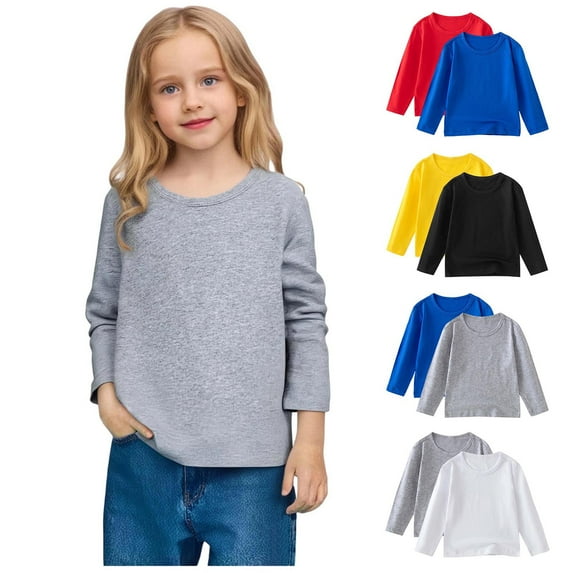 Bovxnpu Girls Long Sleeve T Shirts Kids Spring Fall Tops School Tee ...
