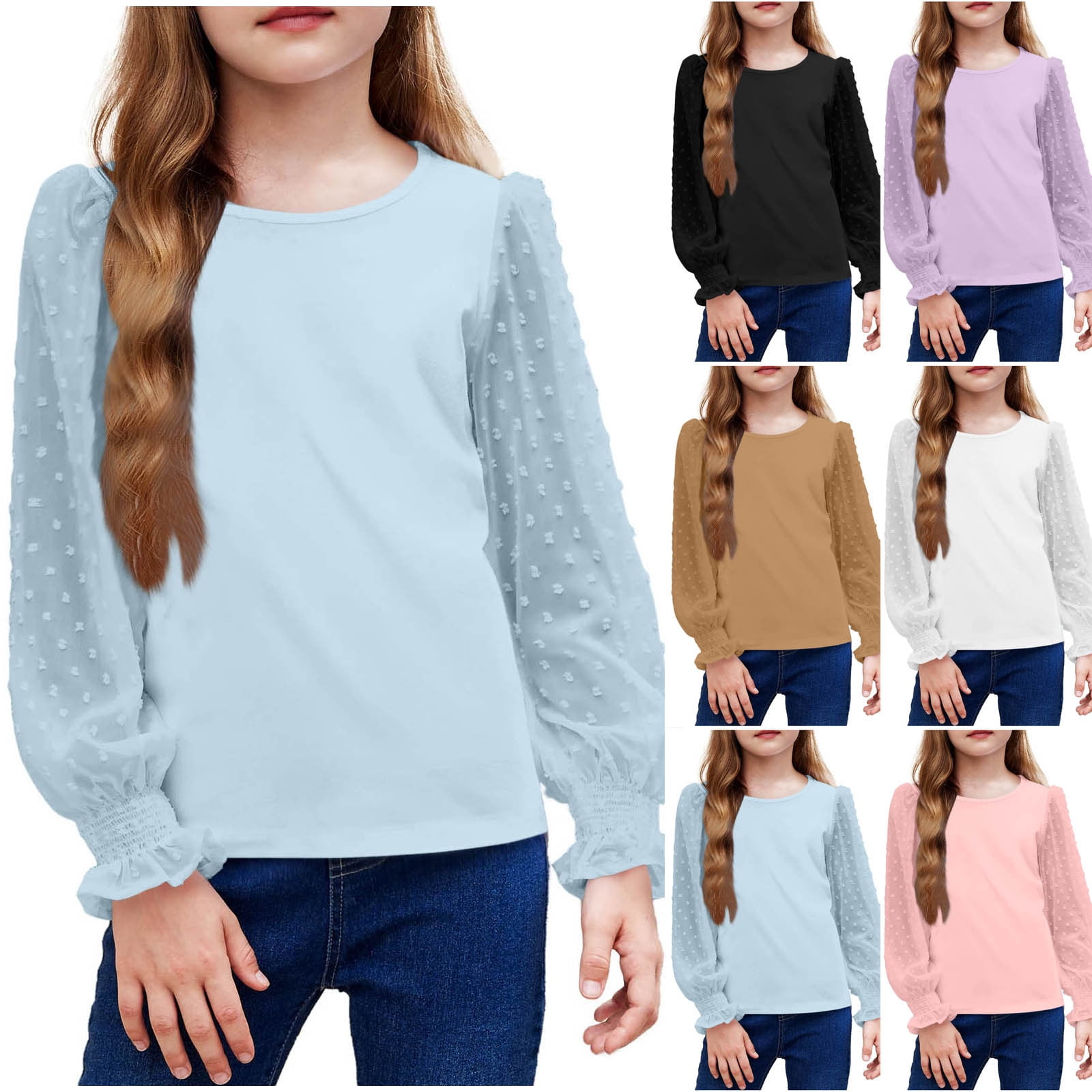 Bovxnpu Girls Long Sleeve T Shirts Kids Spring Fall Tops School Tee ...