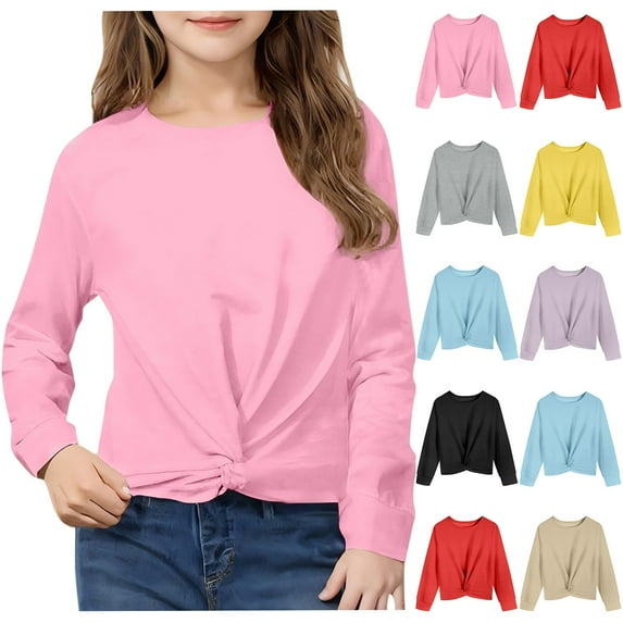 Bovxnpu Girls Long Sleeve T Shirts Kids Spring Fall Tops School Tee ...