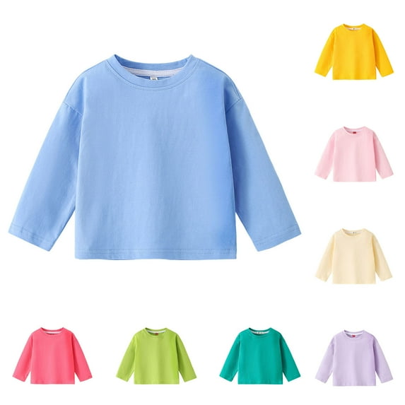 Bovxnpu Girls Long Sleeve T Shirts Kids Spring Fall Tops School Tee ...