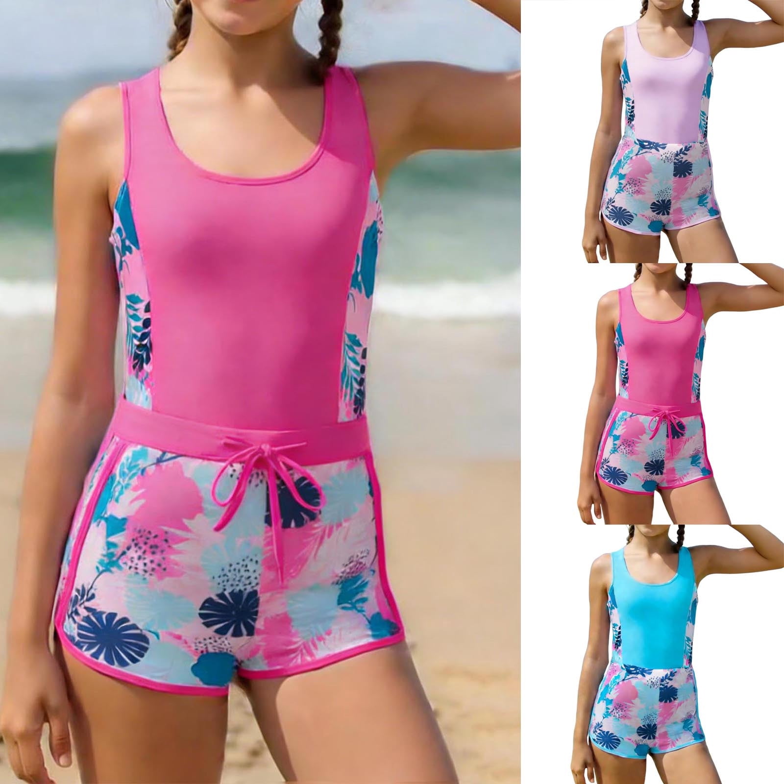 Bovxnpu Girls One Piece Swimsuit Big Girls' Graphic 1 Piece SwimSuits ...