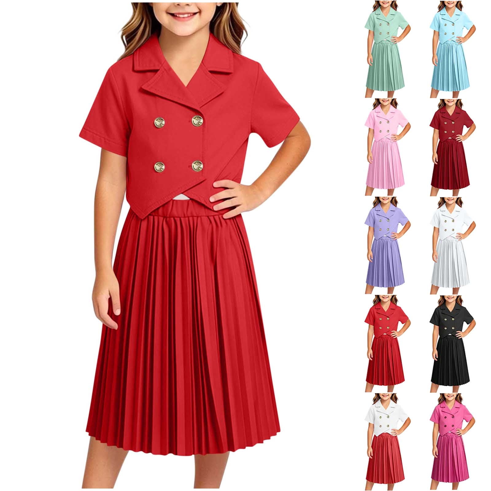 Bovxnpu Girls Outfits Set Girls Toddler Kids Preppy Blazer Collar Short ...