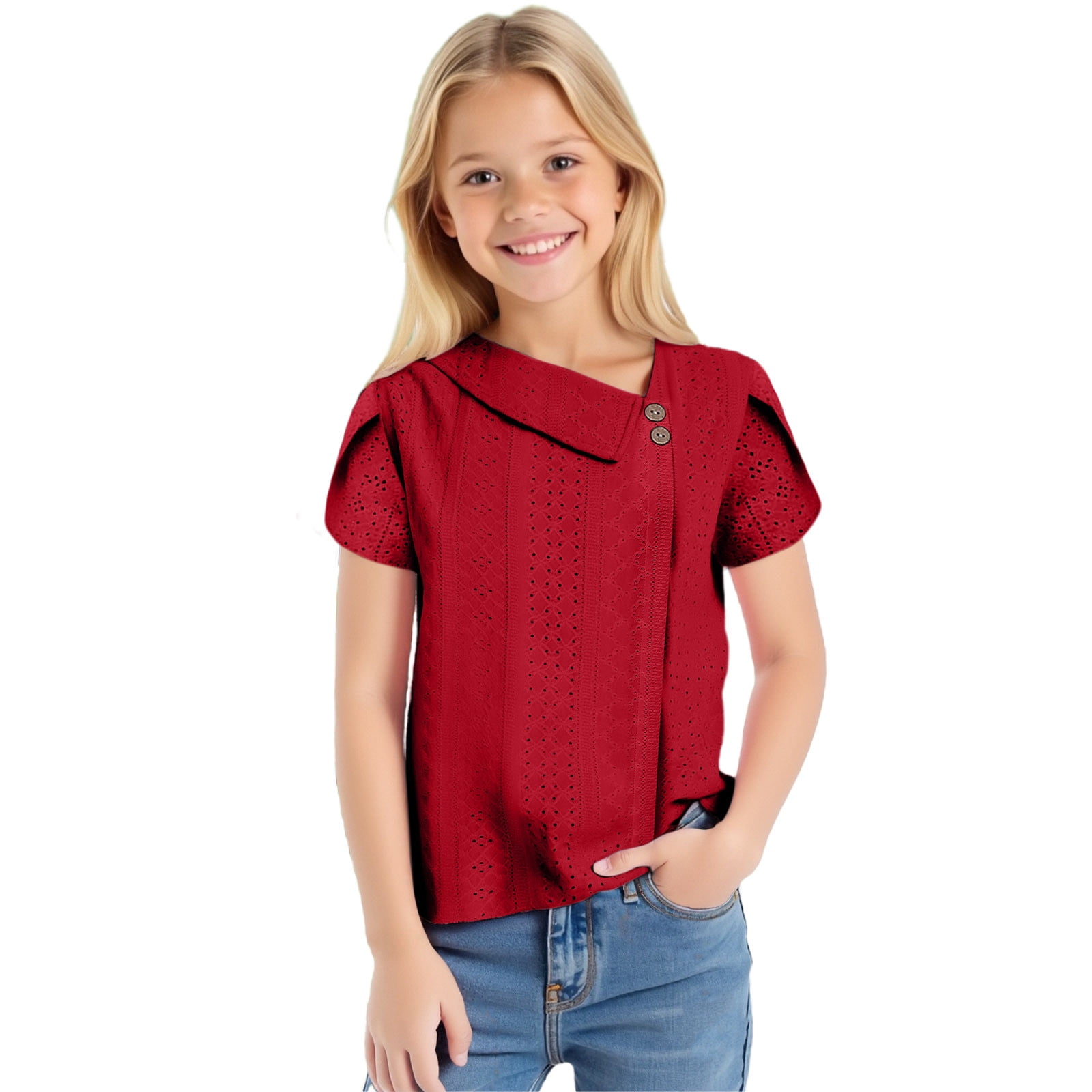 Bovxnpu Girls Short Sleeve T Shirts Undershirt Kids Summer Tops School ...