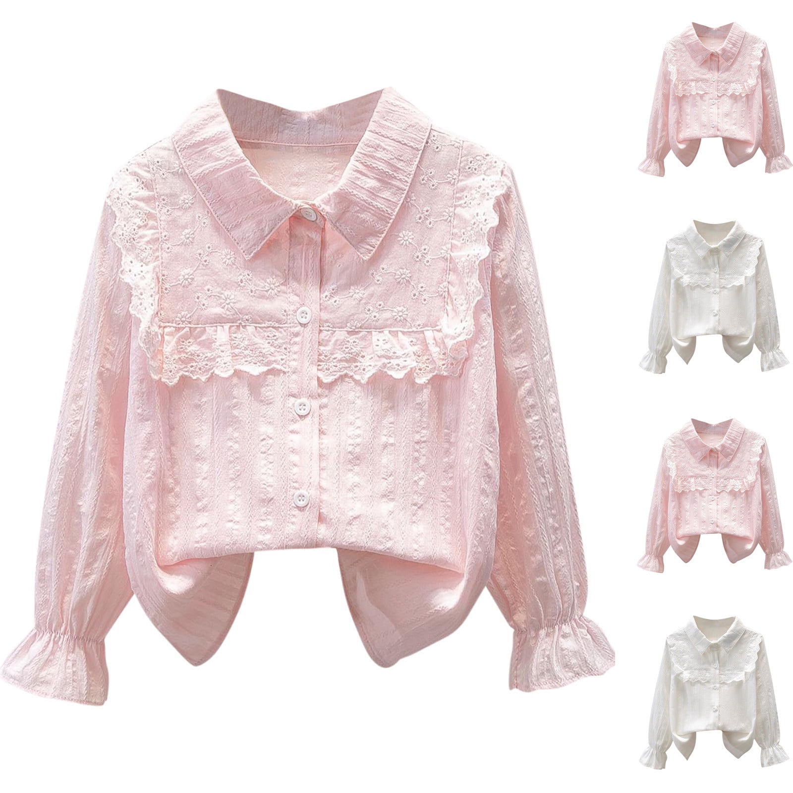 Bovxnpu Girls Tops Long Sleeve Shirt Cardigan Jacket, Girls Doll Collar ...