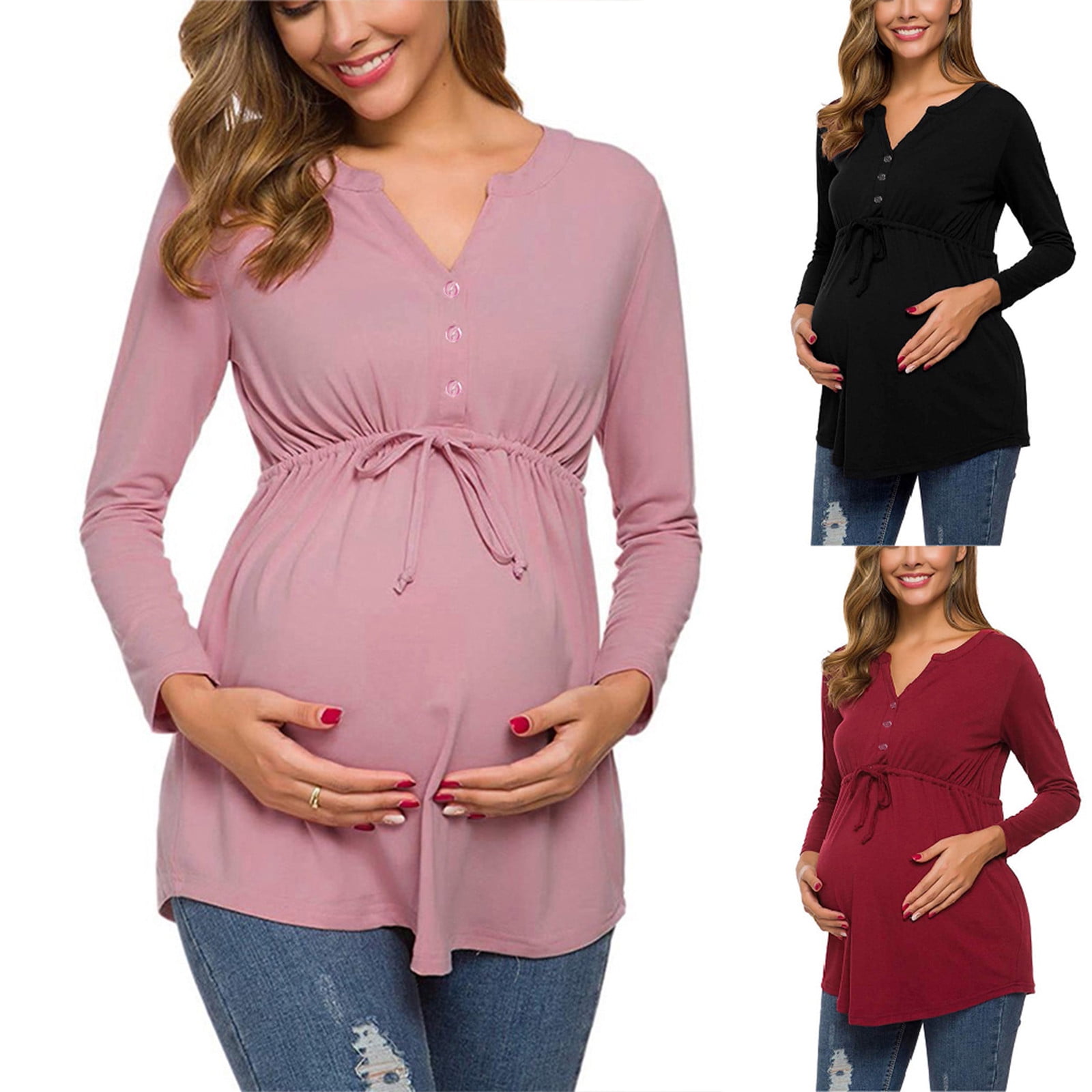 Bovxnpu Maternity Summer Clothes,Long Sleeve Maternity Tops,Maternity ...