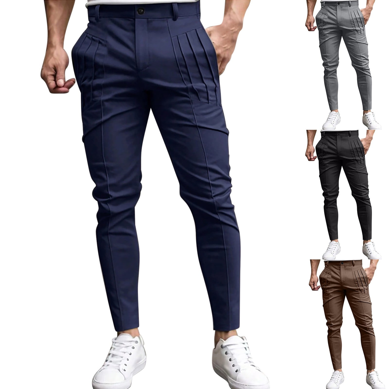 Bovxnpu Mens Plus Size Pants Men's Slim Pants Zipper Pocket Men's Pants ...