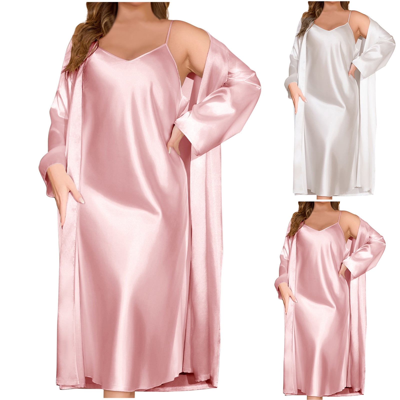 Bovxnpu Nightgowns for Women, Women's Plus Size Satin Dress Chemise ...