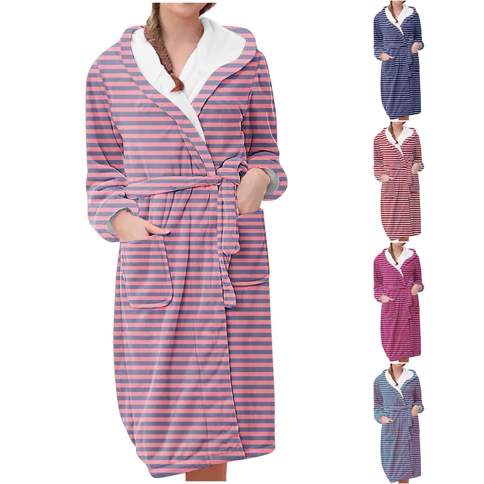 Bovxnpu Robes for Women, Women's Robe Soft Long Bathrobe Warm Fleece ...
