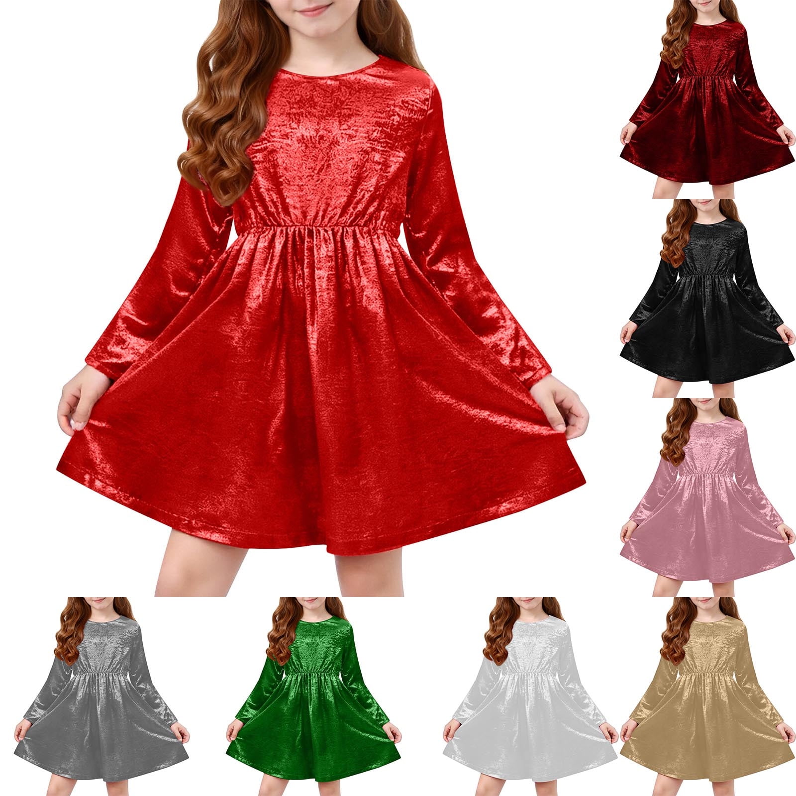 Bovxnpu Spring Girls Dresses, Girls Comfortable Long Sleeve Round Neck ...