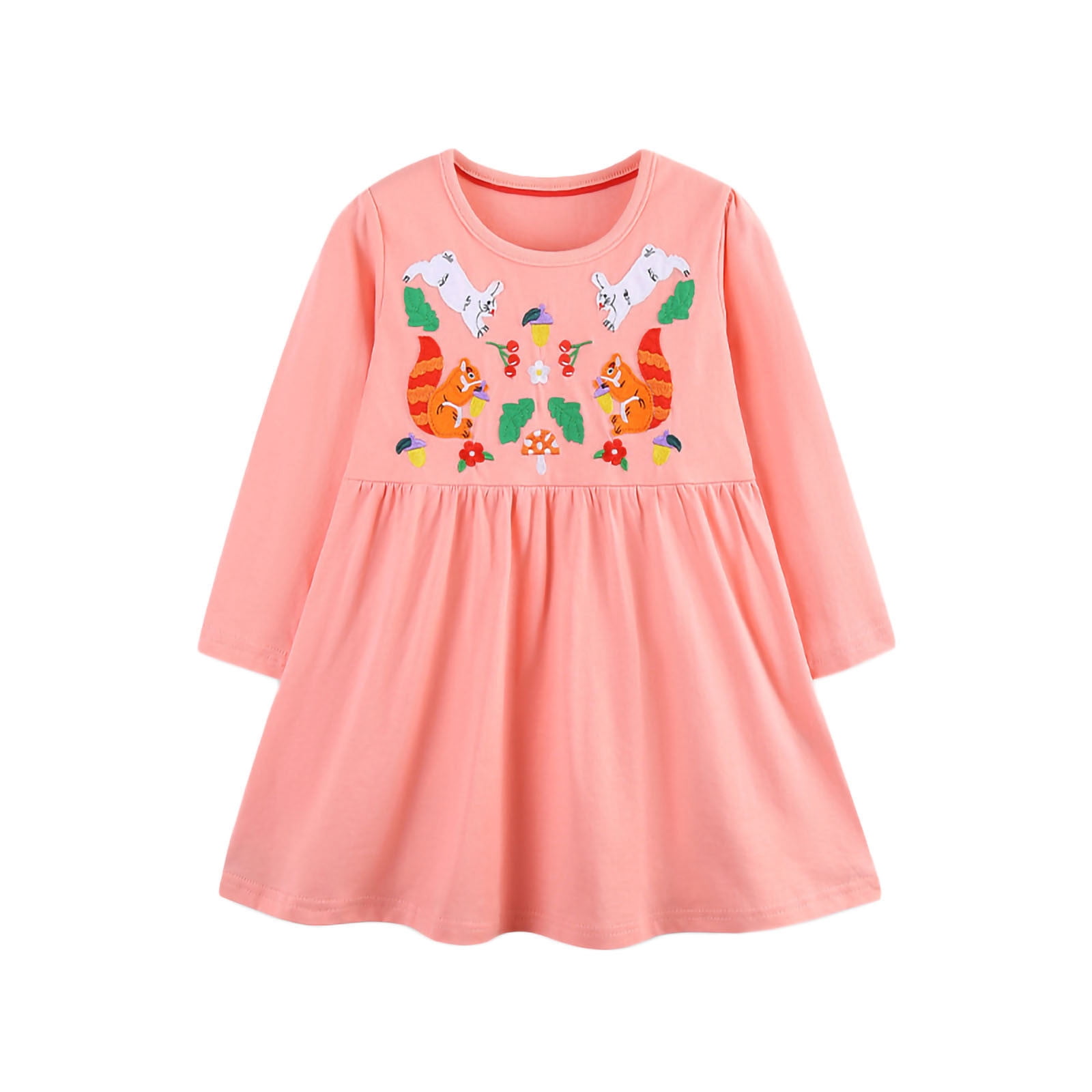 Bovxnpu Spring Girls Dresses, Girls Soft Comfortable Long Sleeve Round ...