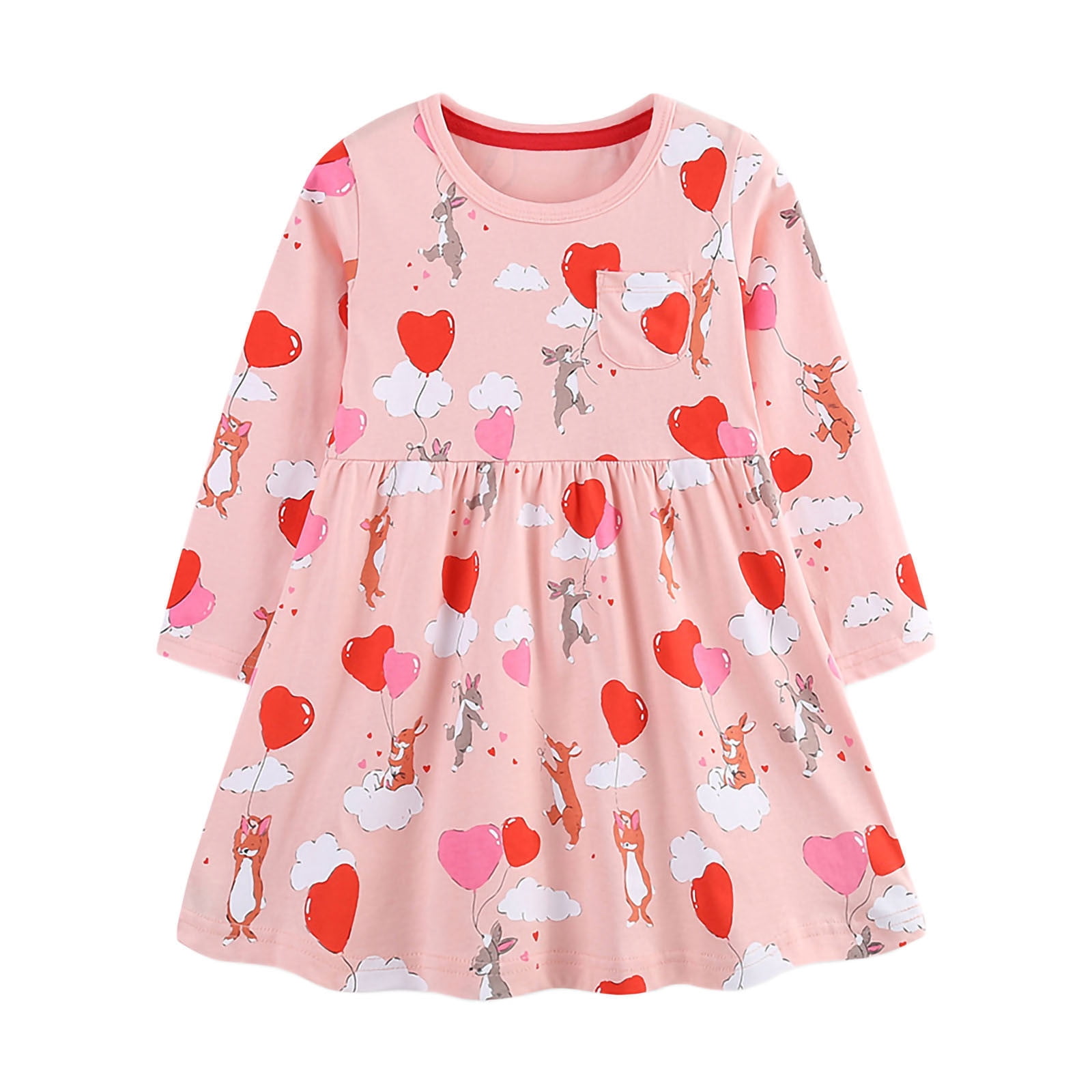 Bovxnpu Spring Girls Dresses, Girls Soft Comfortable Long Sleeve Round ...