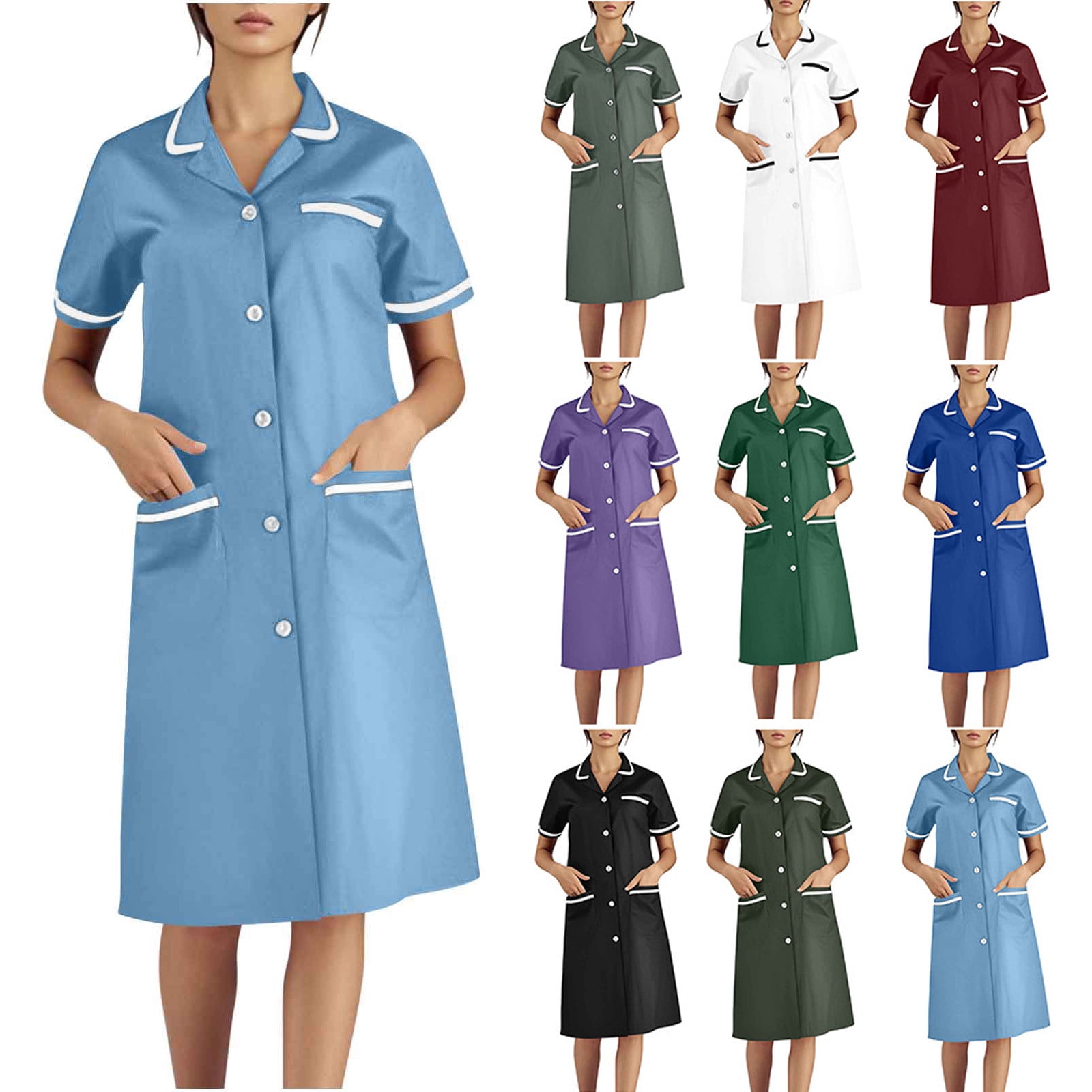 Bovxnpu Summer Dresses for Women, Women's Short Sleeve Work Dress Nurse ...