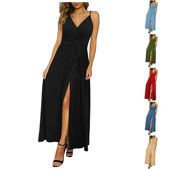 Bovxnpu Summer Dresses for Women, Women's Sleeveless High Waist Split ...