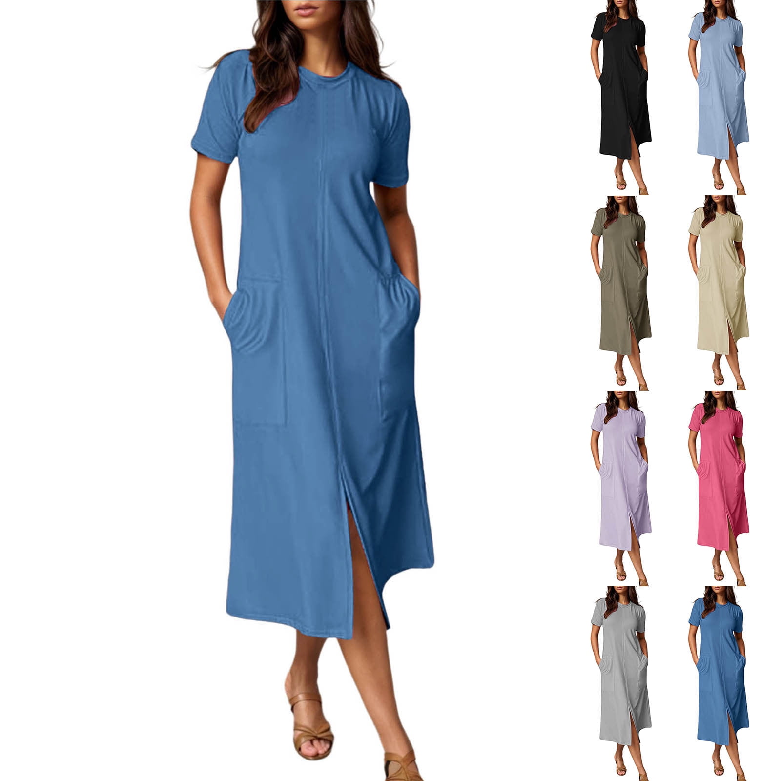 Bovxnpu Summer Dresses for Women, Short Sleeve Casual T Shirt Dress ...