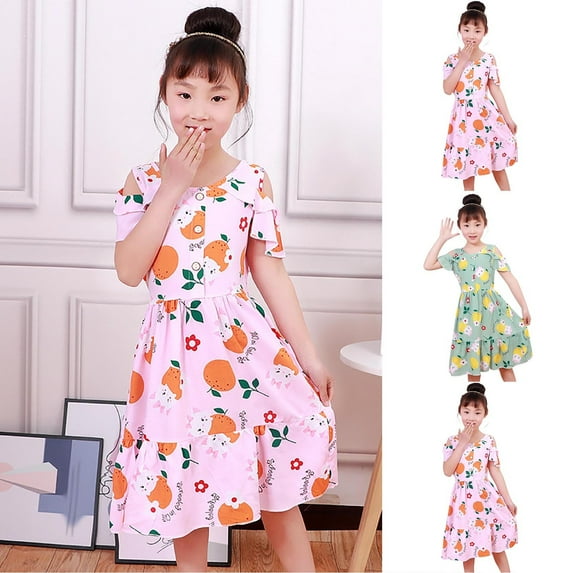 Bovxnpu Summer Girls Dresses, Girls Nightgown Short Sleeve Off Shoulder ...