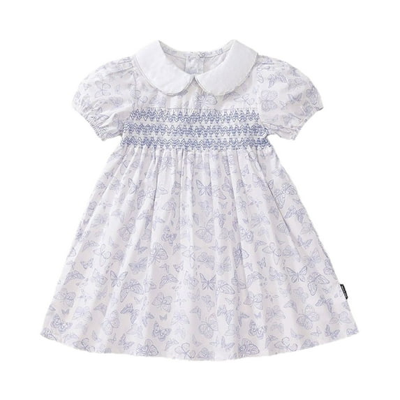 Bovxnpu Summer Girls Dresses, Girls Short Sleeve Collared Ruffle Bow ...
