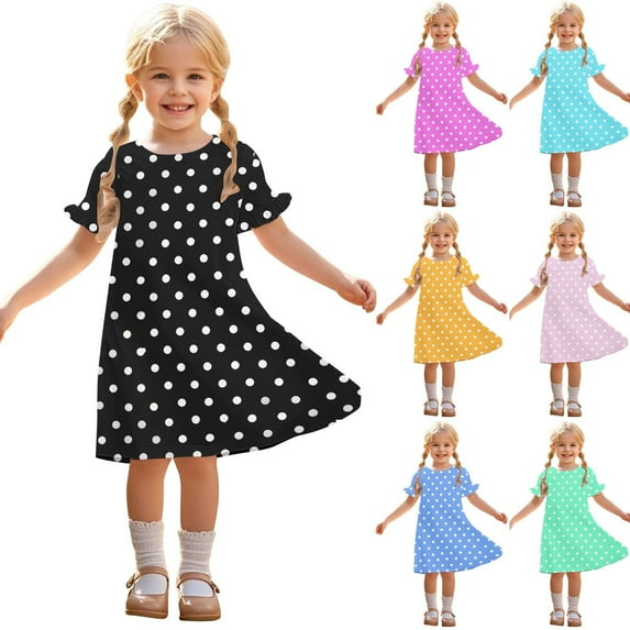Bovxnpu Summer Girls Dresses, Girls Short Sleeve Crew Neck Lace Casual ...