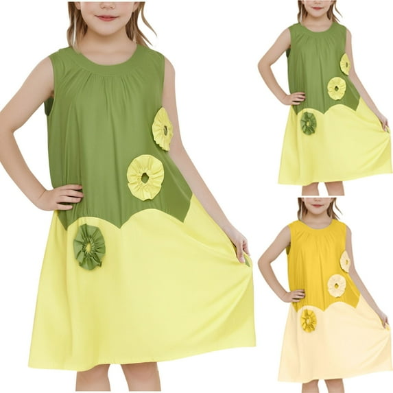 Bovxnpu Summer Girls Dresses, Girls Sleeveless Crew Neck Boho Dress ...
