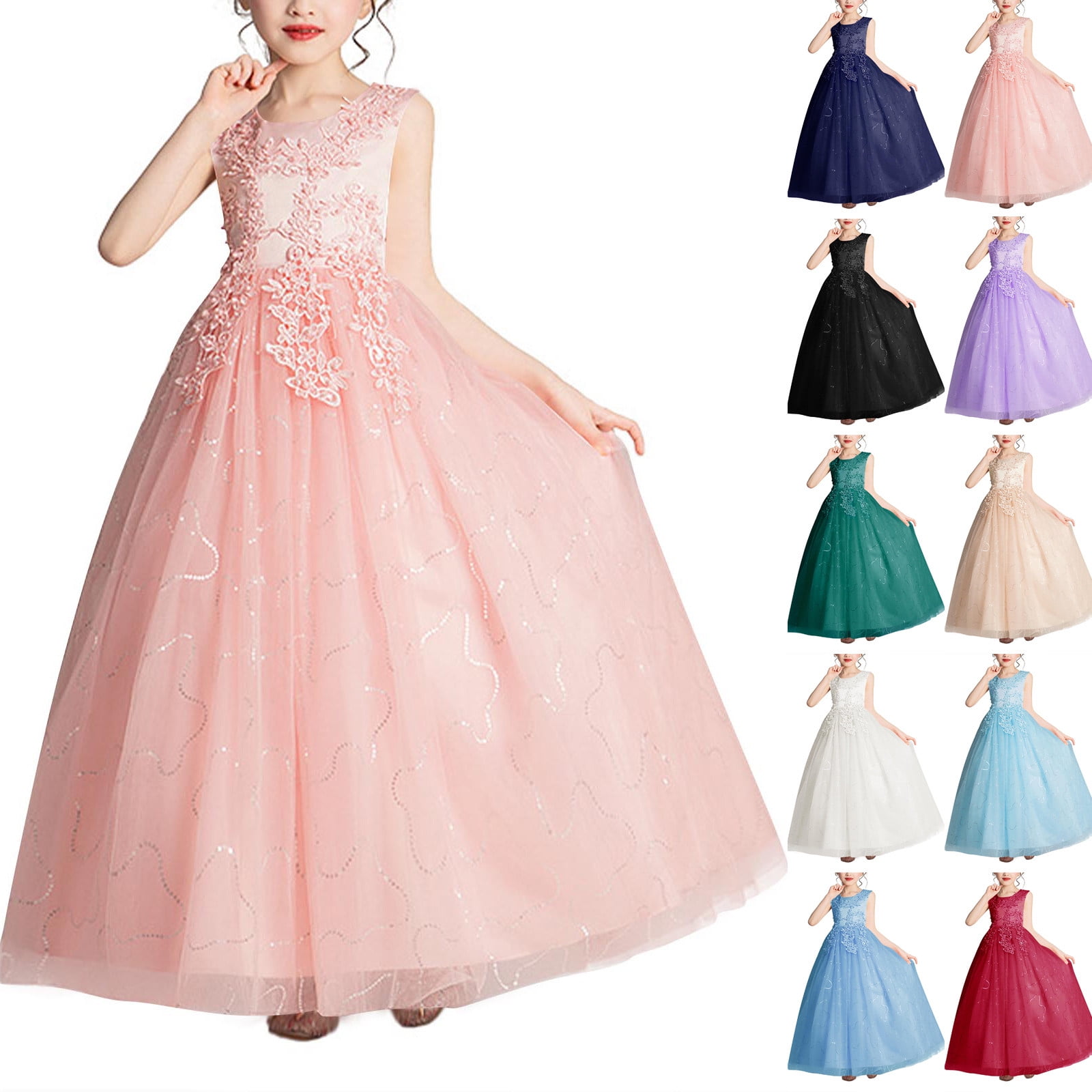 Bovxnpu Summer Girls Dresses, Girls Sleeveless Crew Neck Tulle Puff ...