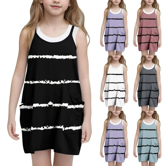 Bovxnpu Summer Girls Dresses, Girls Sleeveless Spaghetti Strap Backless ...