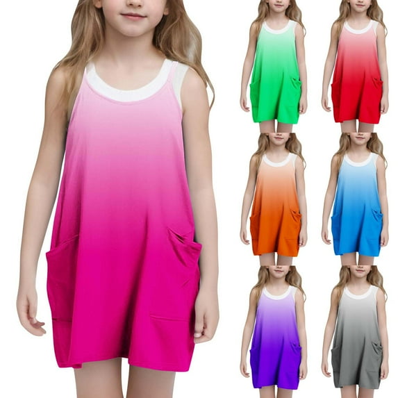 Bovxnpu Summer Girls Dresses, Girls Sleeveless Spaghetti Strap Backless ...