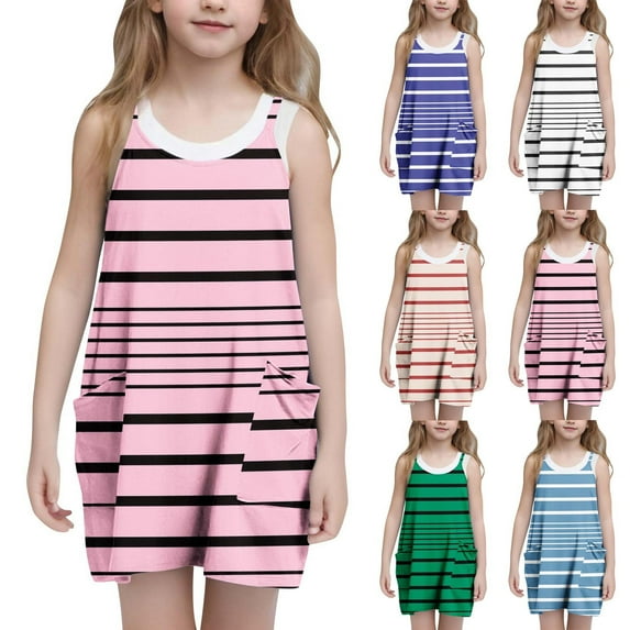 Bovxnpu Summer Girls Dresses, Girls Sleeveless Spaghetti Strap Backless ...