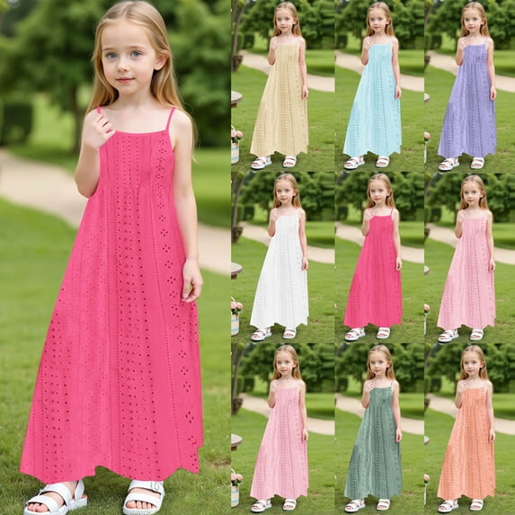 Bovxnpu Summer Girls Dresses, Girls Sleeveless V-Neck Beach Girls Dress ...