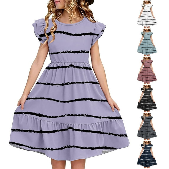 Bovxnpu Summer Girls Dresses, Toddler Girls Short Sleeve Round Neck ...